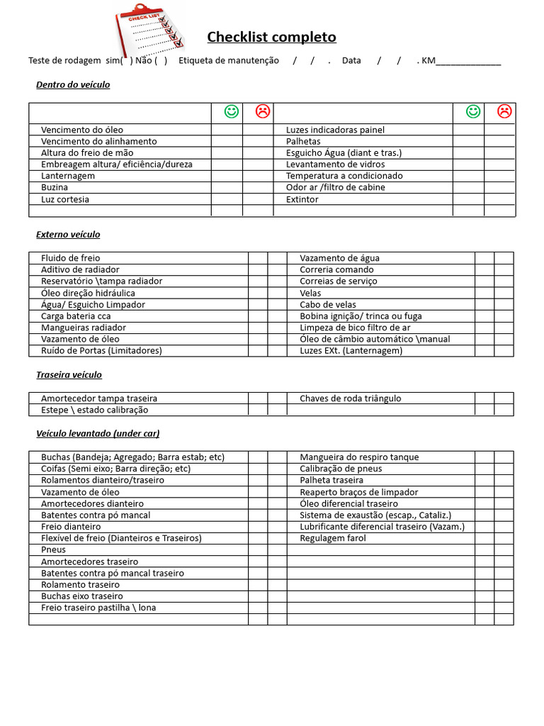 Checklist Completo | PDF | Radiador | Eixo