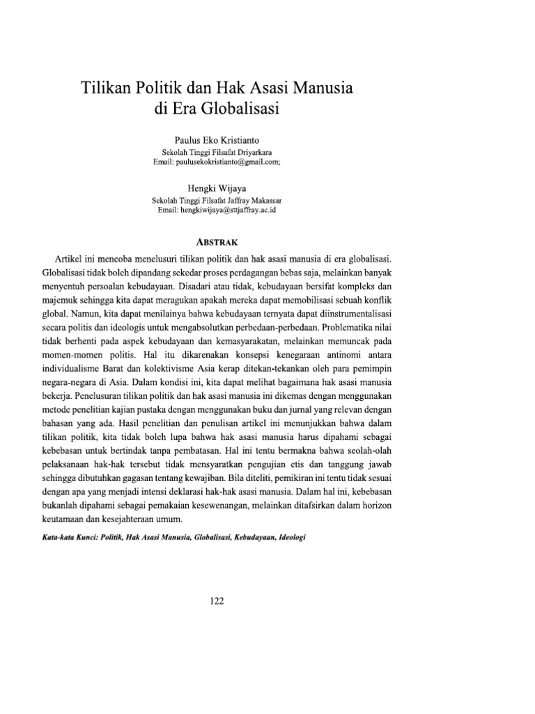 Tilikan Politik Dan Hak Asasi Manusia Di Era Globalisasi | PDF