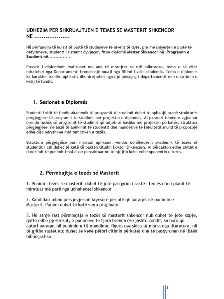 Struktura Master Shkencor | PDF