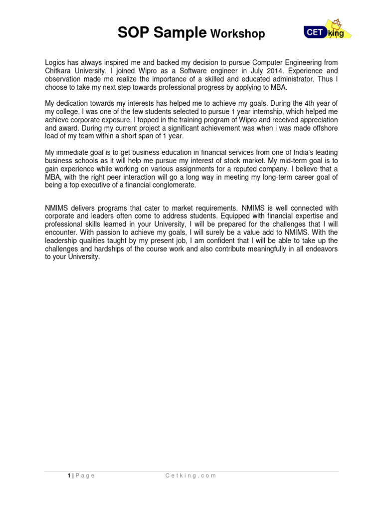 Sample SOP 5 Cetking | PDF