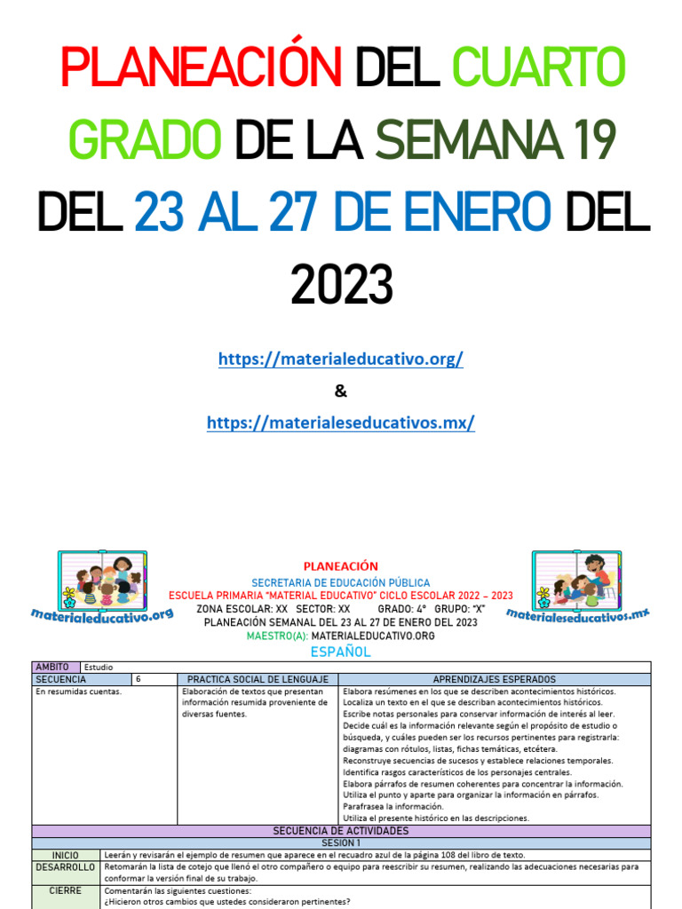 Cuarto Grado: Planeación | PDF