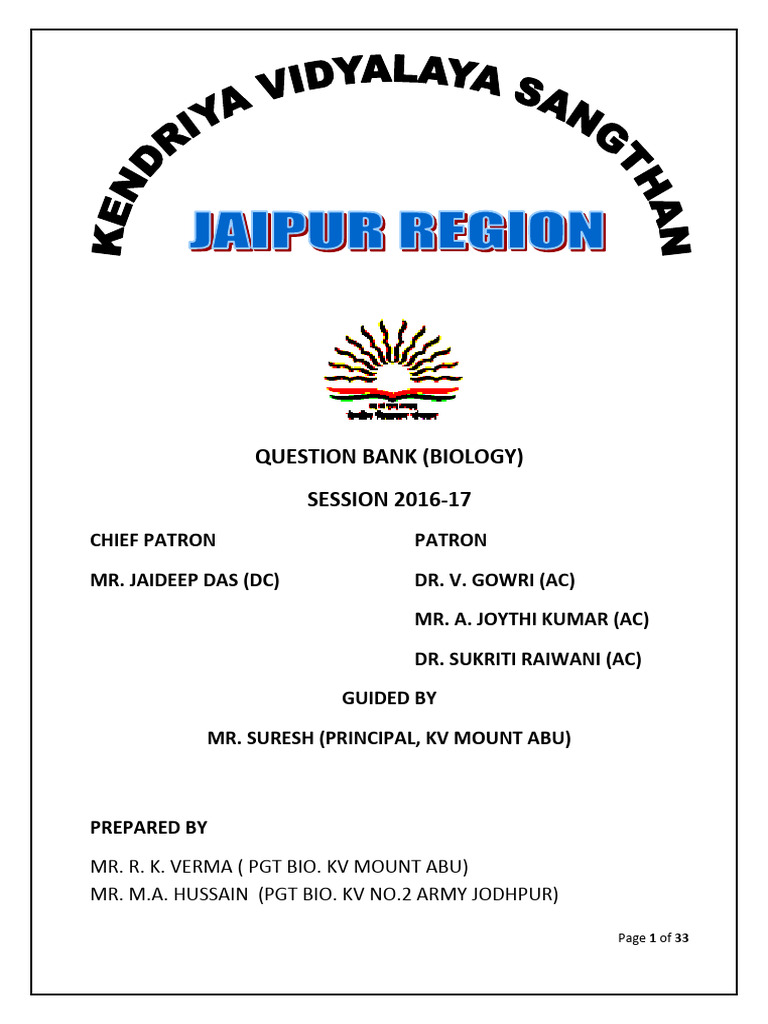 12-BIOLOGY QUESTION BANK (With Value Based Questions) - 1 | PDF ...