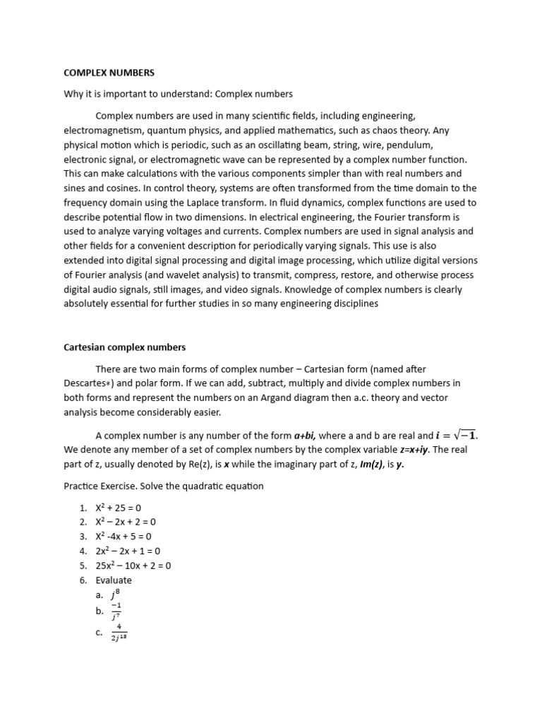 Complex Numbers | PDF | Complex Number | Mathematical Analysis