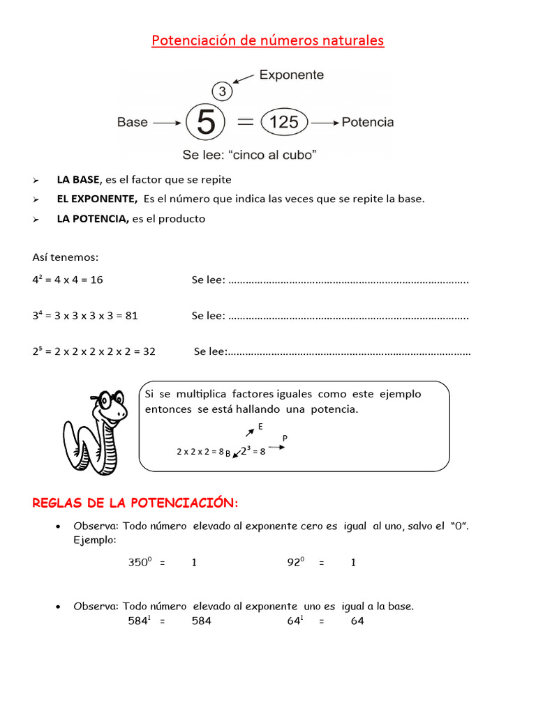 Potenciación de Números Naturales | PDF | Exponenciación | Teoría del anillo