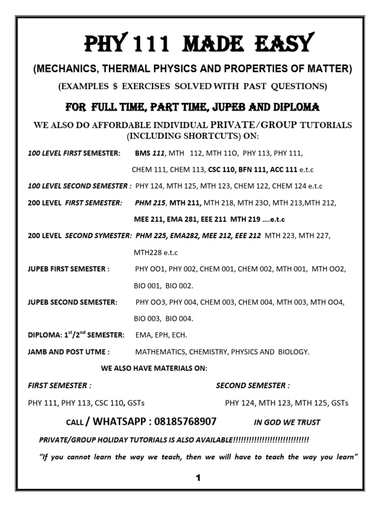 Phy111 Complete PDF | PDF | Acceleration | Euclidean Vector
