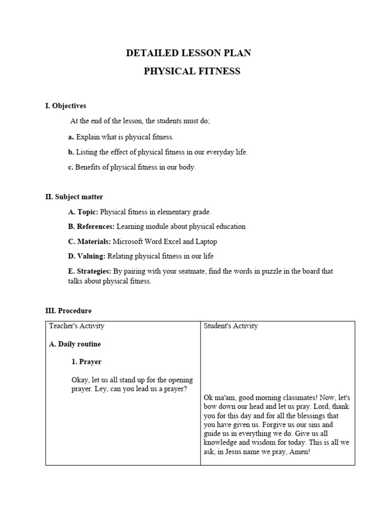 LP - Pe and Health | PDF | Physical Fitness | Prayer