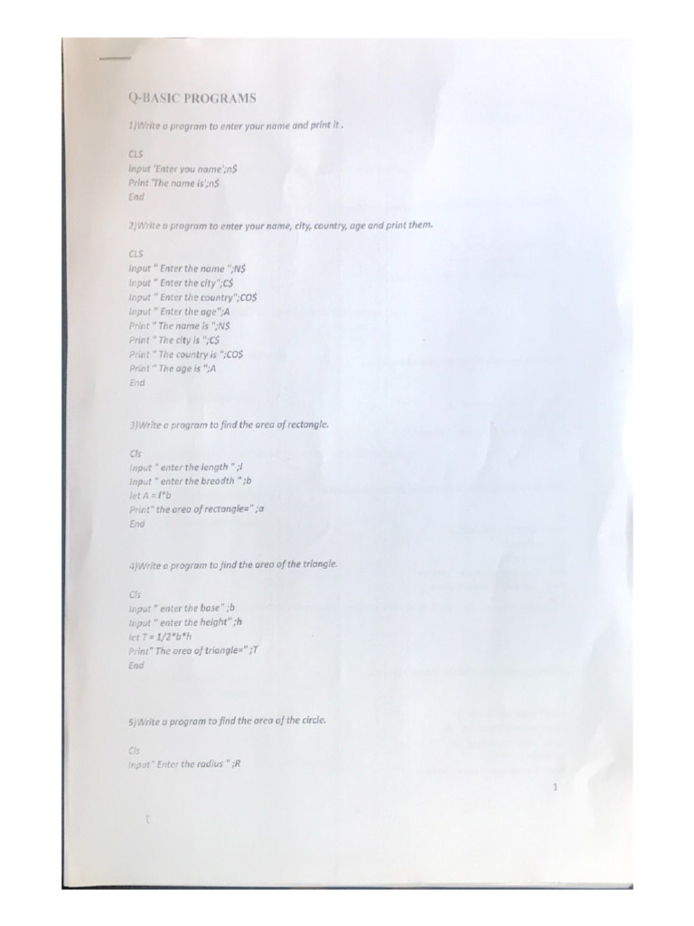 Q-Basic Programs | PDF
