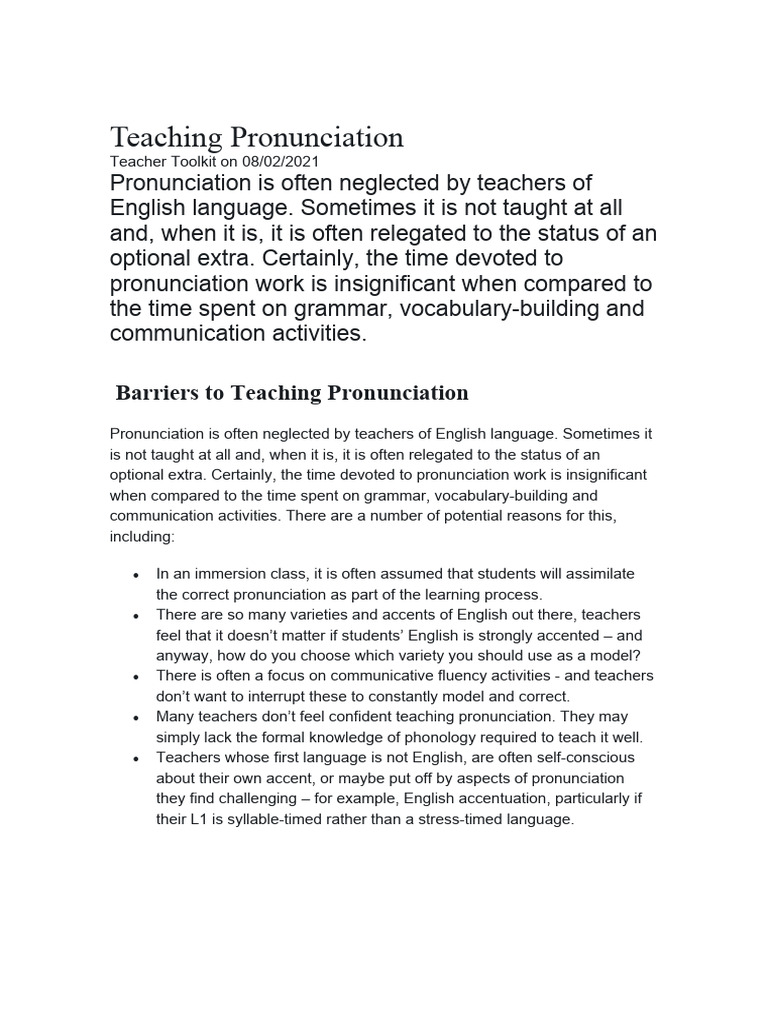Teaching Pronunciation | PDF | English Language | Linguistics