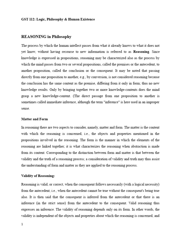 Understanding Reasoning in Philosophy | PDF
