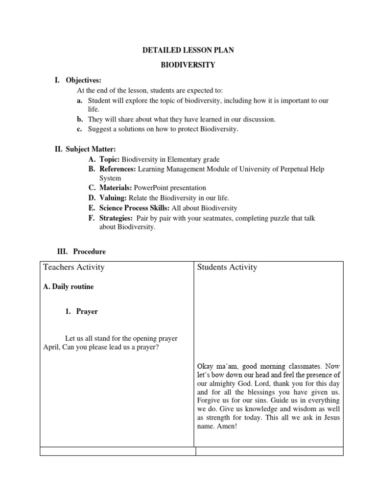 DETAILED LESSON PLAN Multigrade | PDF