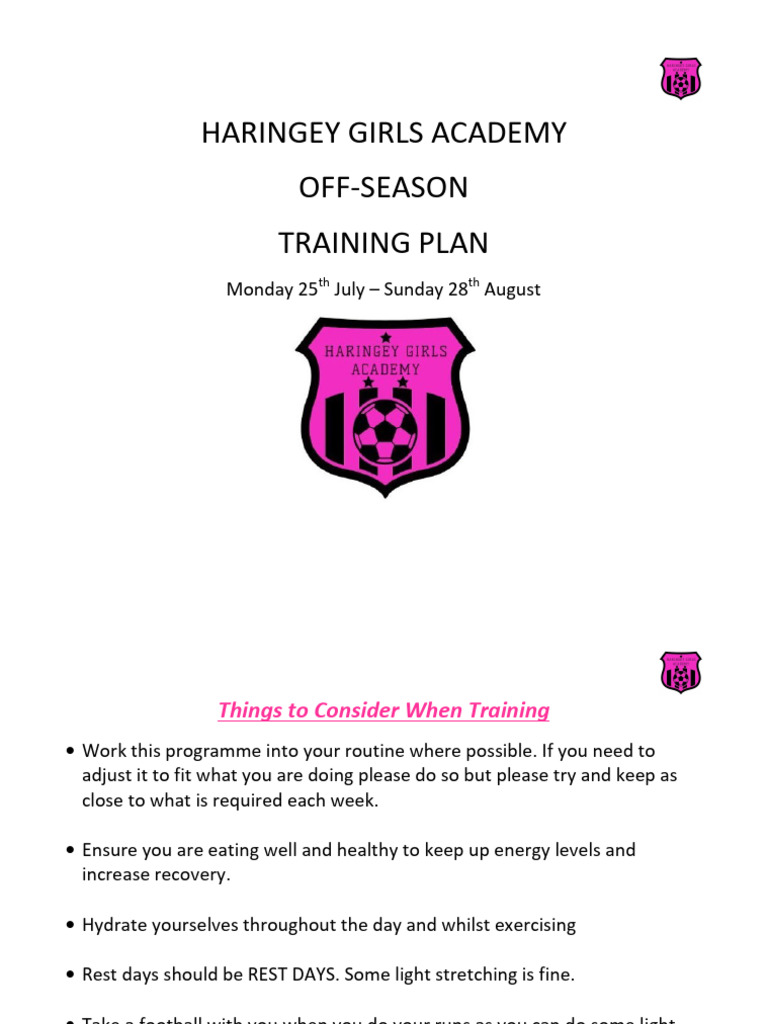 Girls' Off-Season Training Plan | PDF | Management Of Obesity | Physical Exercise