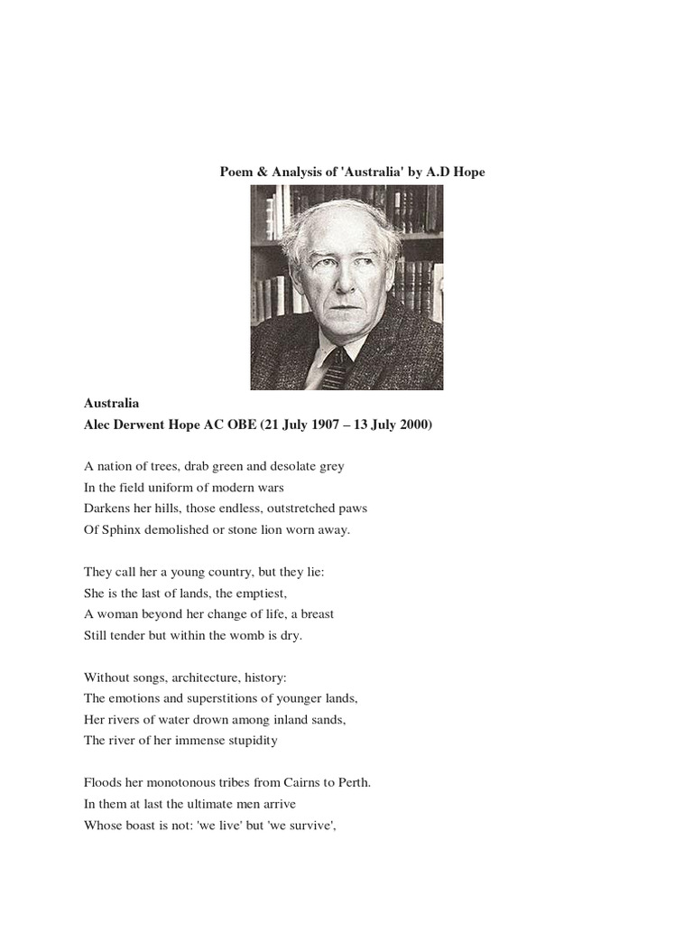 Study Materials On A. D. Hope's Australia | PDF