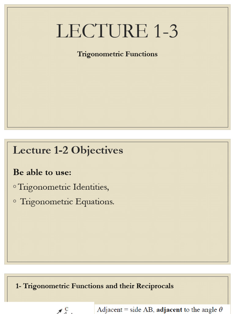 Lecture 1 3 Trigonometric Functions Pdf