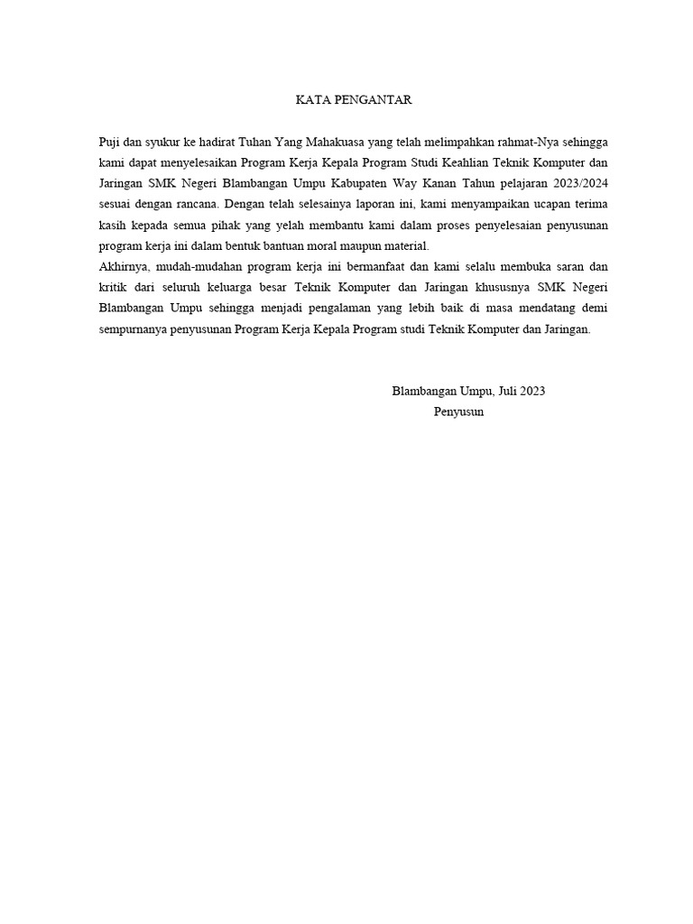 Program Kerja Kajur TKJ 2023-2024 | PDF | Komputer