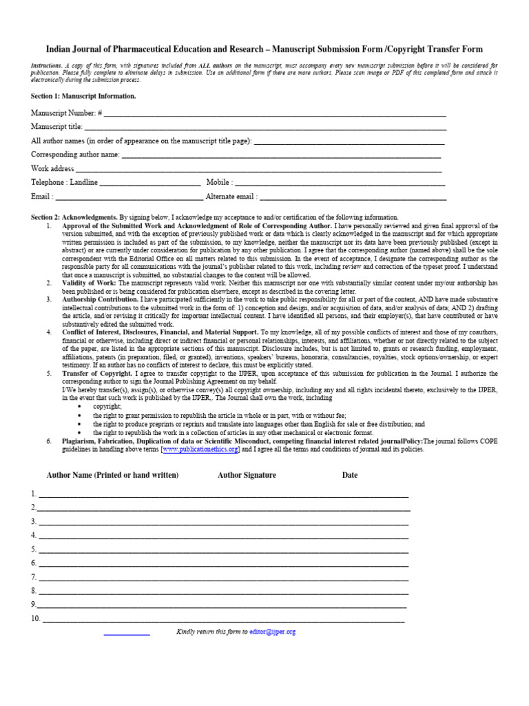 Copyright Form IJPER | PDF