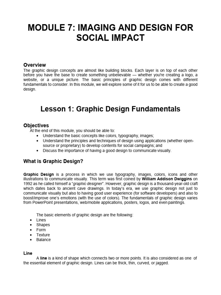 Module 7 Imaging and Design For Social Impact | PDF | Typefaces | Shape
