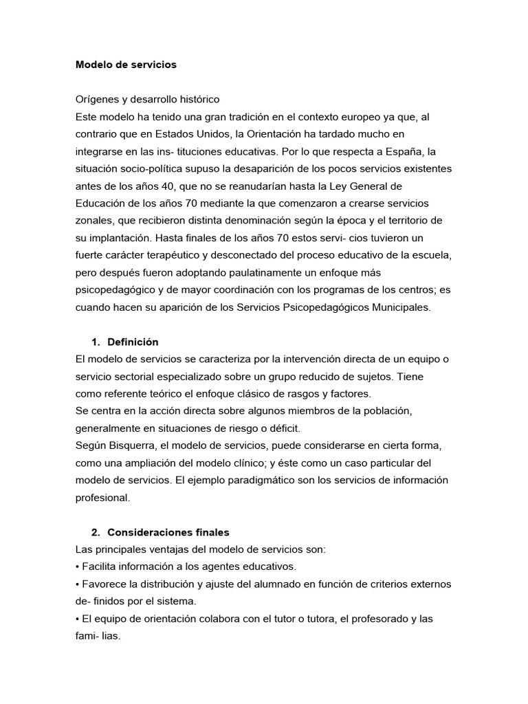 Modelo de Servicios | PDF