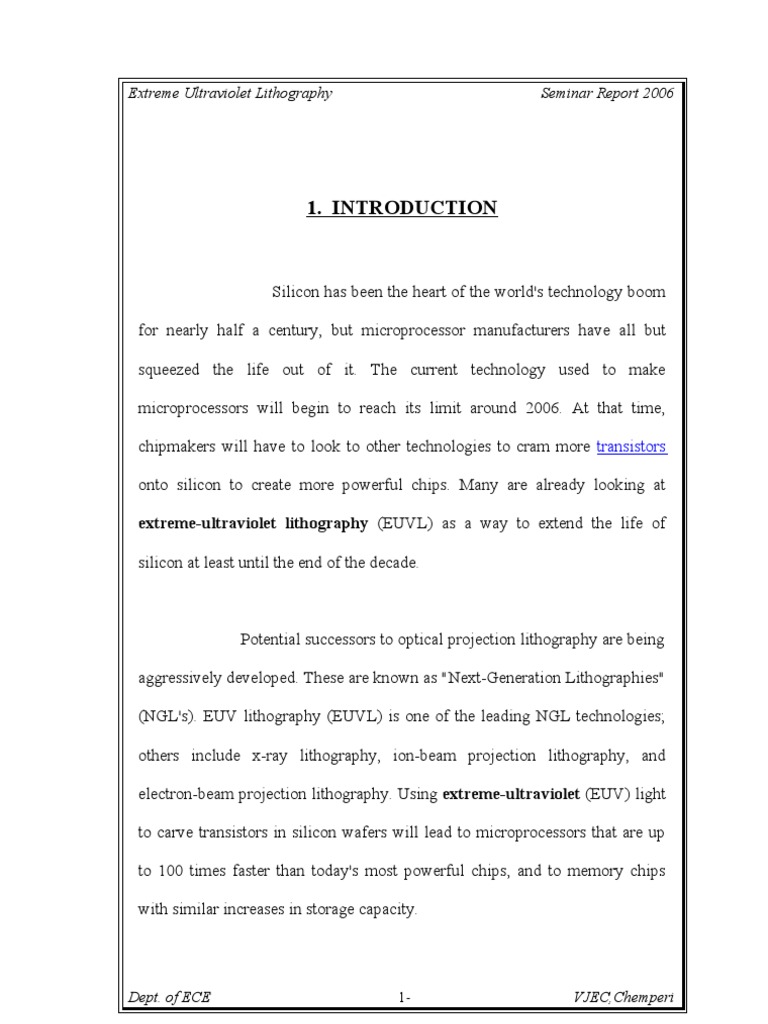 Extreme Ultraviolet Lithography | PDF | Photolithography | Integrated ...