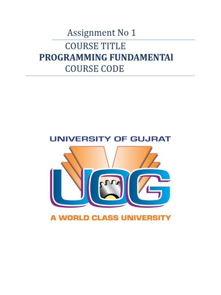 Assignment No 1 Pdf 