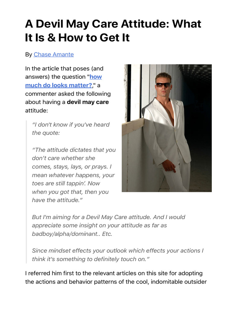 A Devil May Care Attitude What It Is & How To Get It | PDF