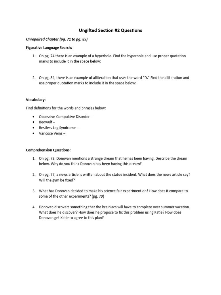 Ungifted Study Guide: Figurative Language & Comprehension | PDF | Human ...