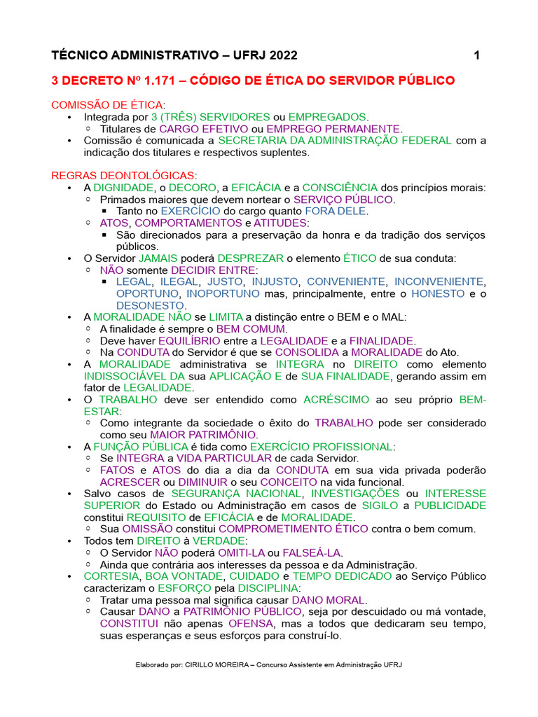 3 Decreto 1 171 Código De ética Do Servidor Público Pdf