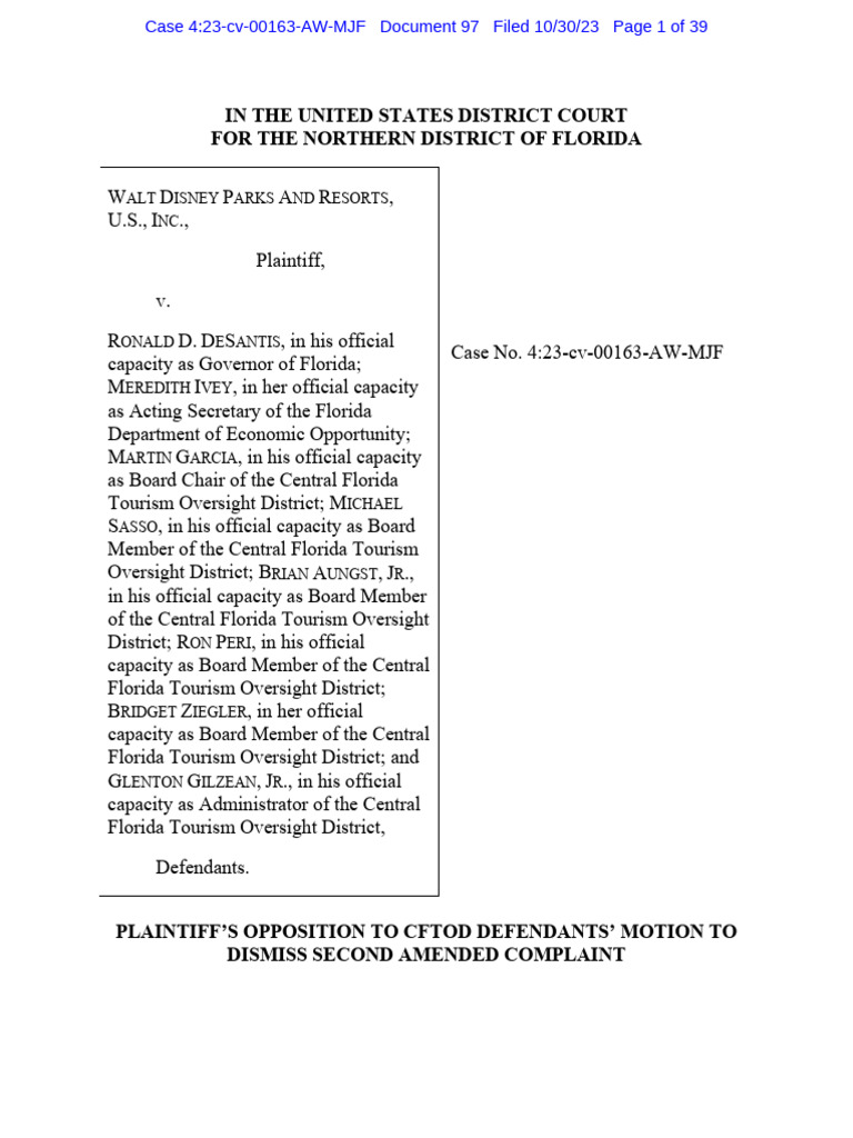 Plaintiff's Opposition To Cftod Defendants' Motion To Dismiss Second ...