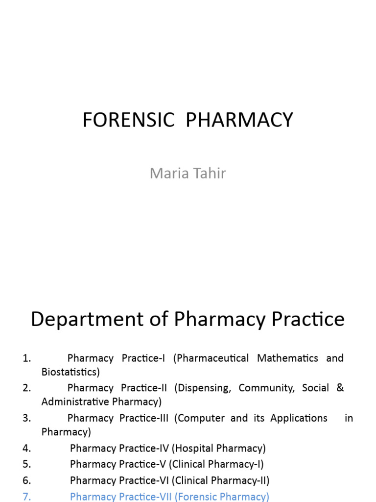 Forensic Pharmacy - Ucp | PDF