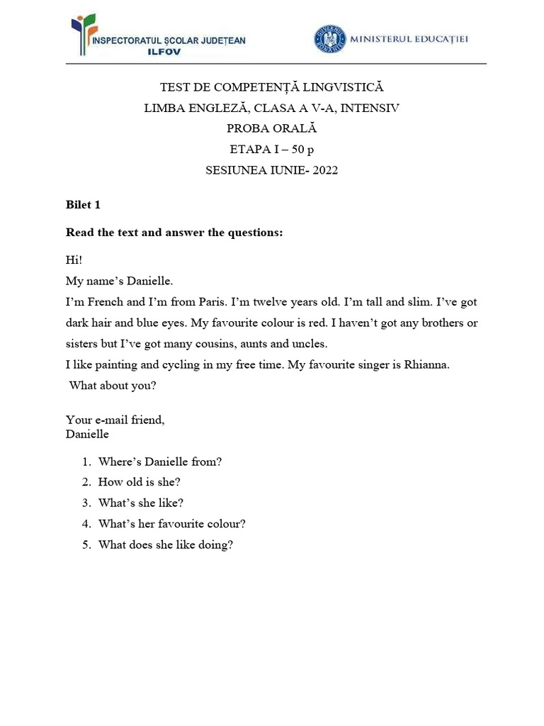 Modele Subiecte Proba Orala 2022 | PDF | Tyrannosaurus | Potato Chip