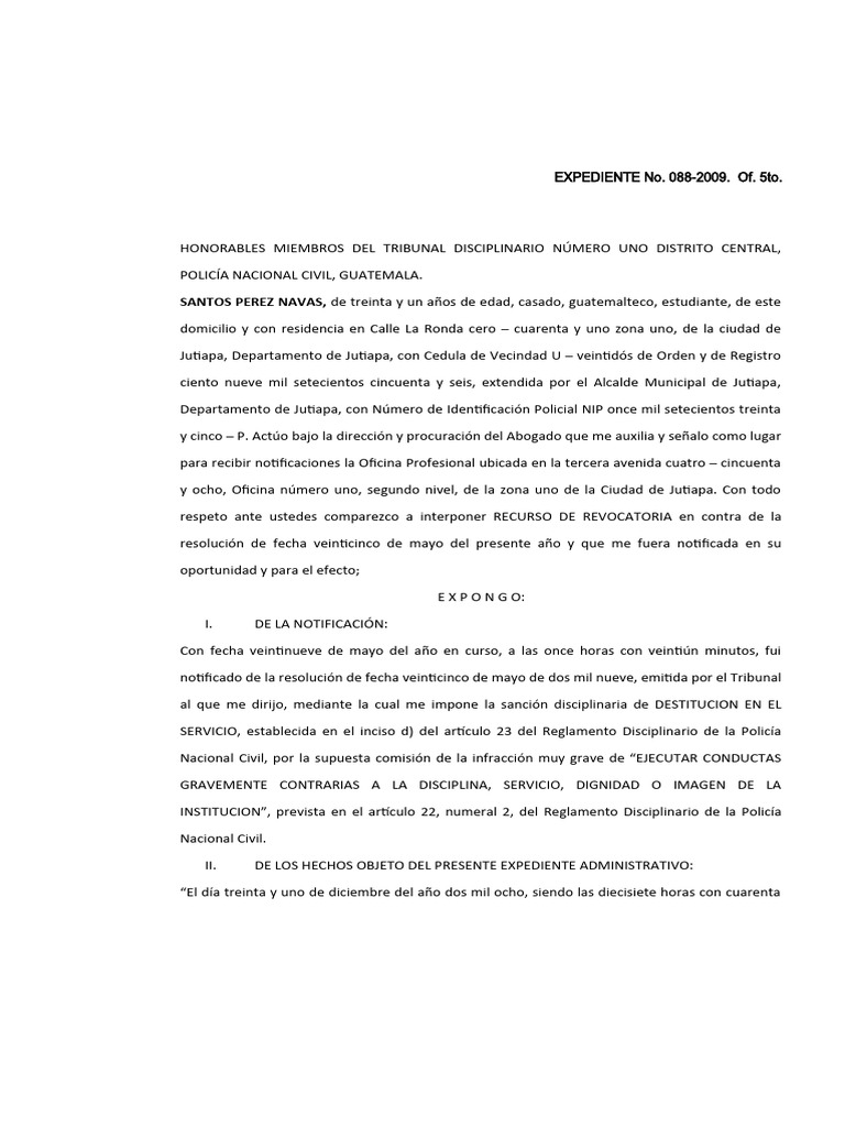 RECURSO Dy3heE REVOCATORIA INFRACCION MUY GRAVE - Trancito Alexander Figueroa. - 1 | PDF