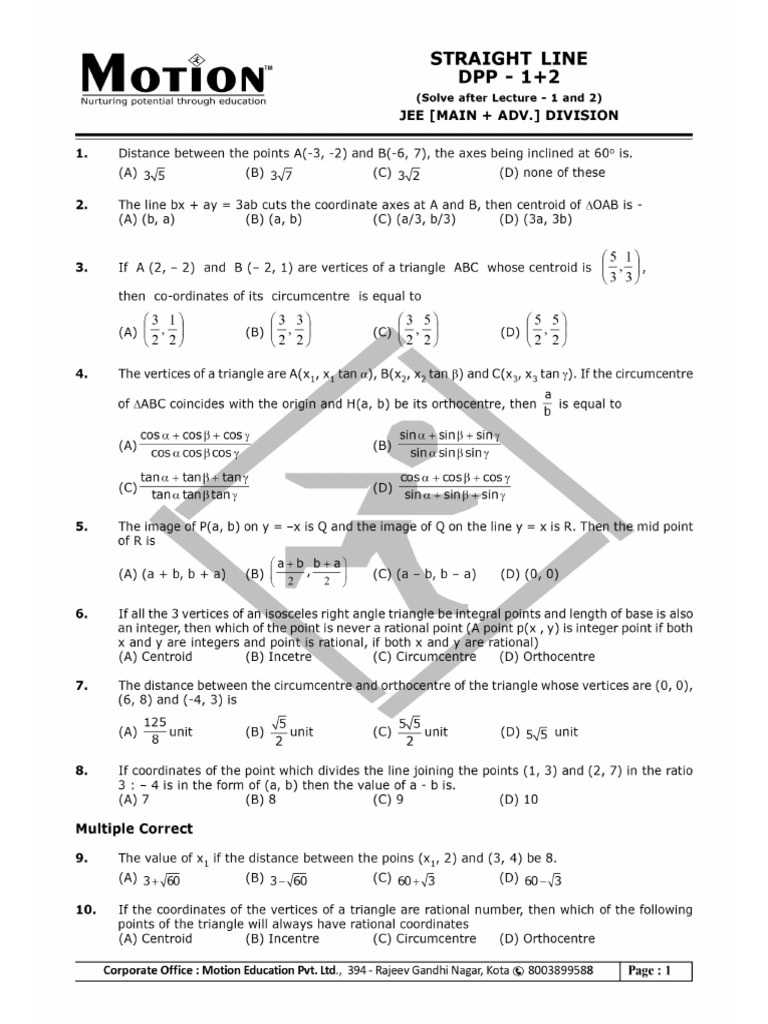 Straight Line DPP | PDF