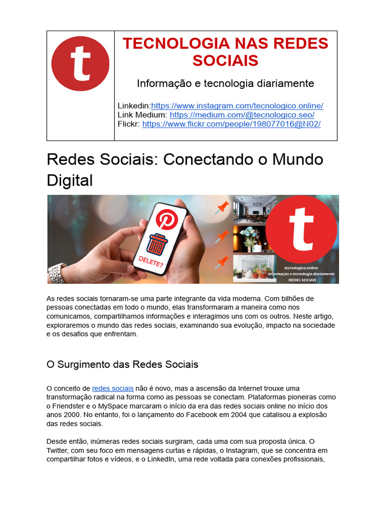 Tecnologico - Online - Redes Sociais | PDF