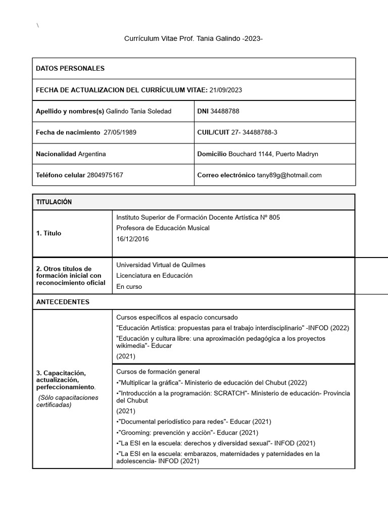 CV Tania Galindo | PDF