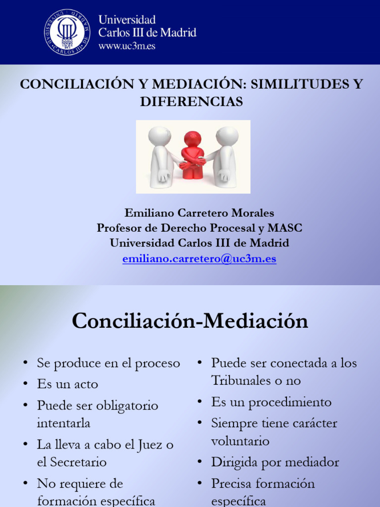 PPT 2 Emiliano Carretero. Conciliación y Mediación. Similitudes y Diferencias | PDF | Mediación ...