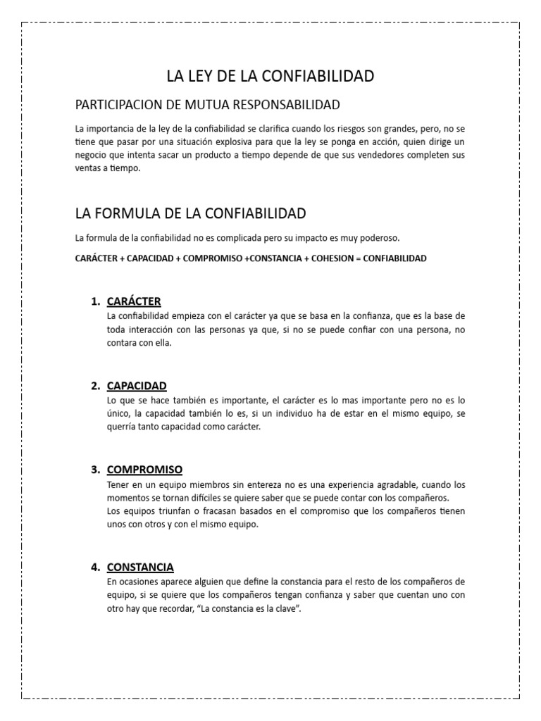 Fórmula de Confiabilidad en Equipos | PDF | Crecimiento personal y ...