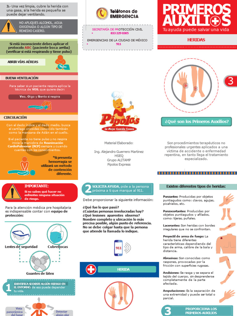 Guía de Primeros Auxilios Básicos | PDF | Reanimación cardiopulmonar | Primeros auxilios