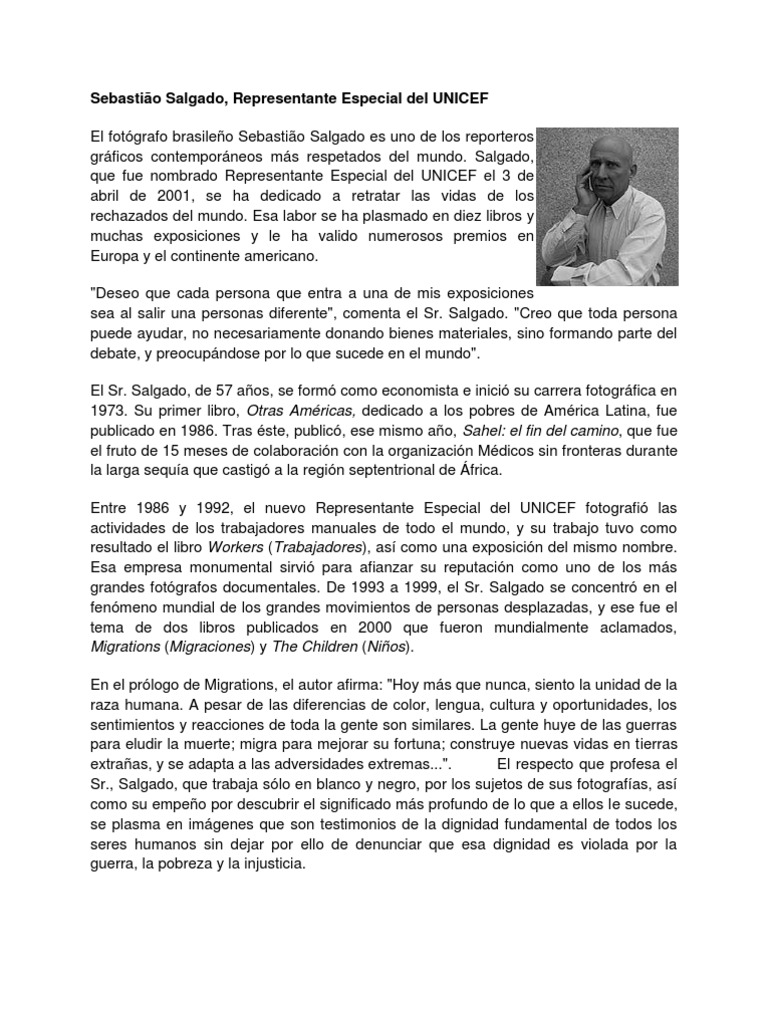 Sebastião Salgado | PDF | Unicef | Naciones Unidas