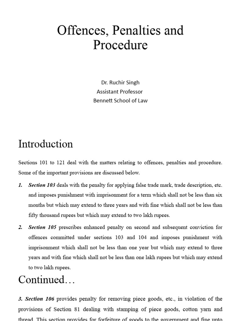 Offences, Penalties and Procedure | PDF | Injunction | Trademark
