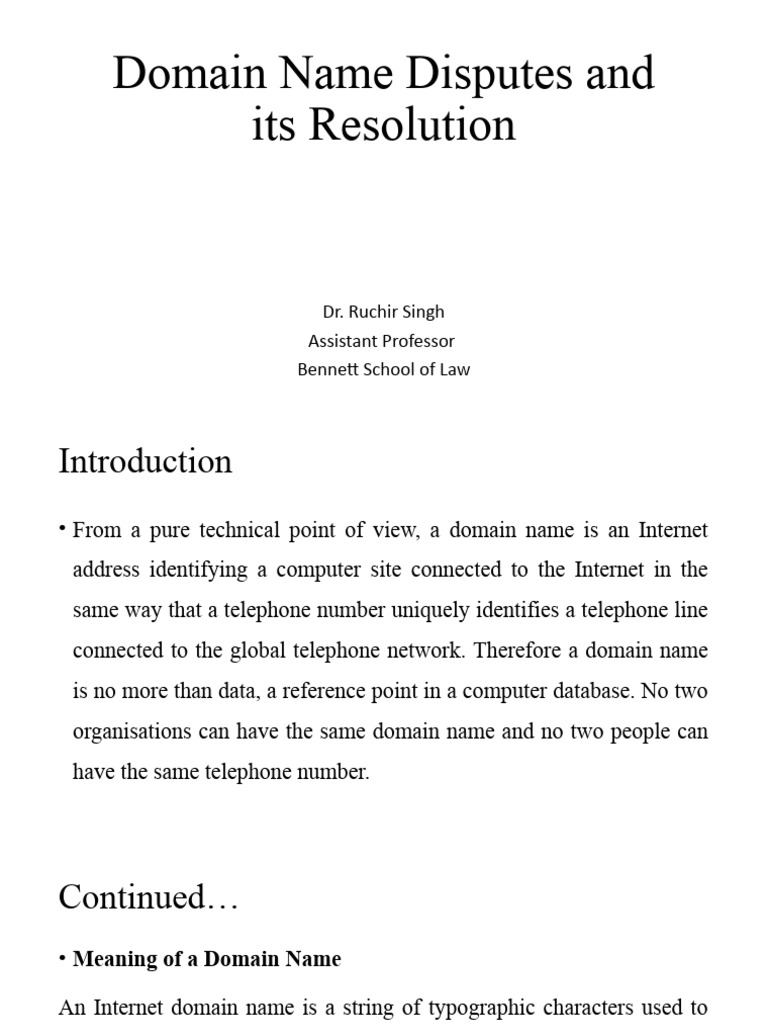 Domain Name Disputes and Its Resolution | PDF