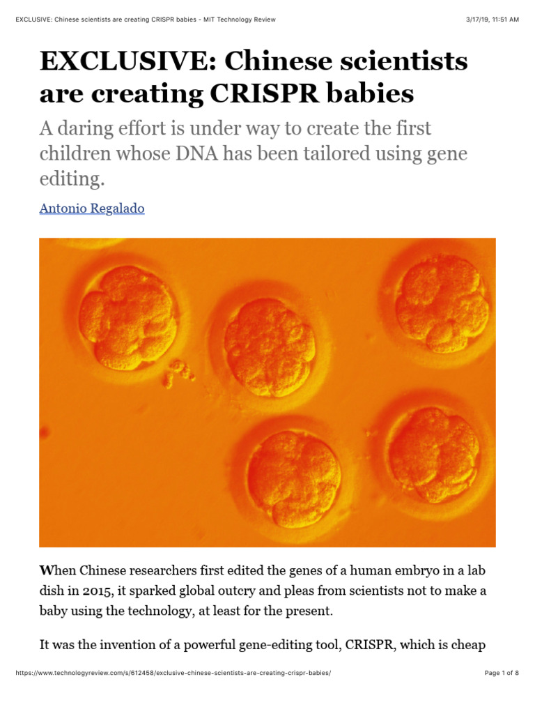 Exclusive Chinesescientistsarecreatingcrispr Babies Mit ...