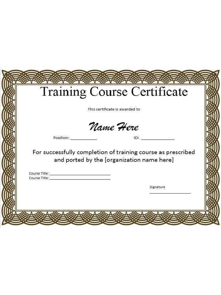 Training Certificate Template - Free Word Templates | PDF