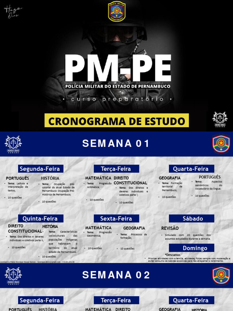 Cronograma de Estudo - HD Cursos | PDF