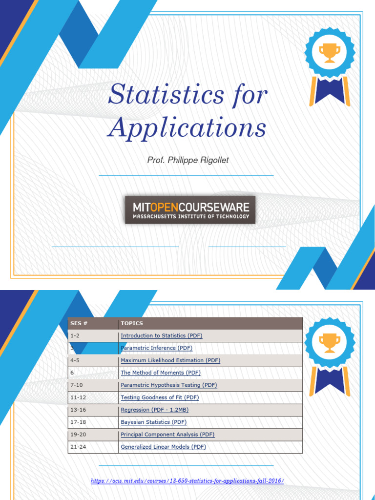 MIT - Statistics For Applications | PDF | Statistics | Randomness