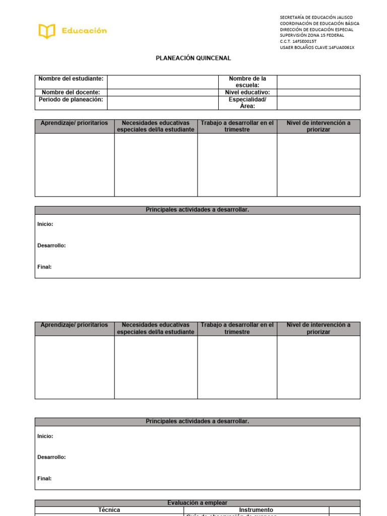 Formato de Planeacion | PDF | Evaluación | Enseñando