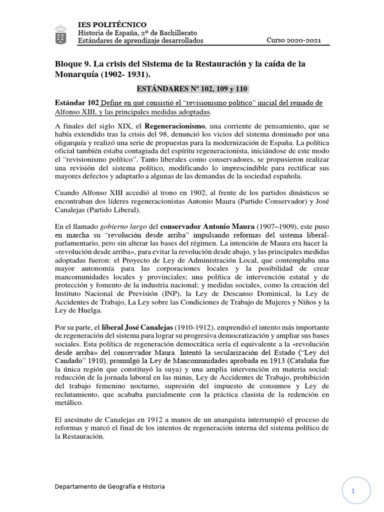 Bloque 9. Estándares. | PDF