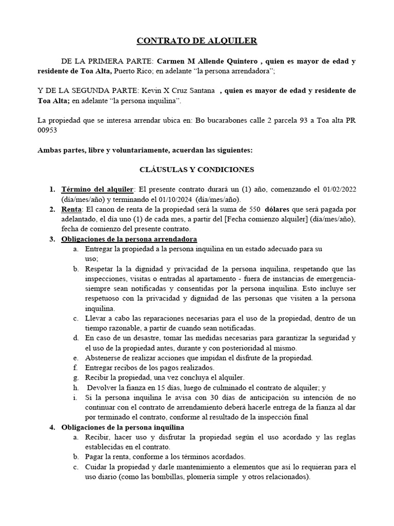 Modelo de Contrato de Alquiler-Word | PDF