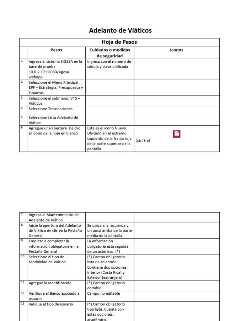 Paso a Paso VTS - Viáticos | PDF