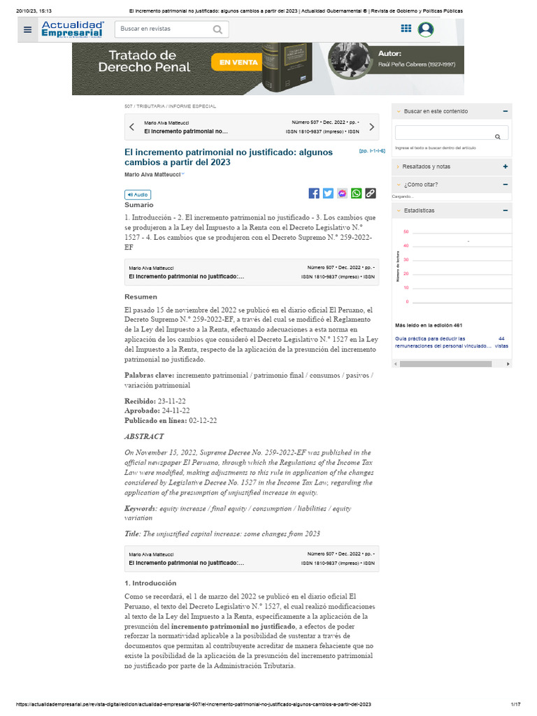 El Incremento Patrimonial No Justificado - Algunos Cambios A Partir Del 2023 - Actualidad ...