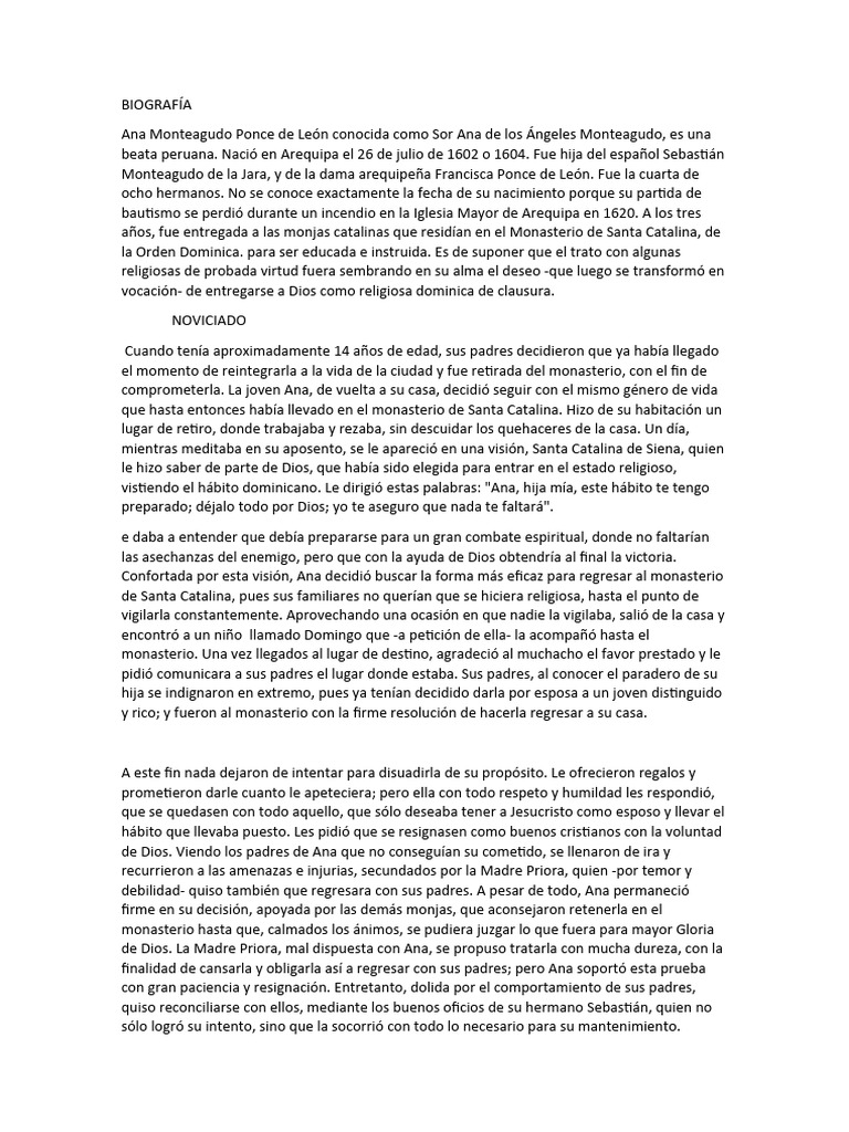 Sor Ana de Los Ángeles Monteagudo | PDF