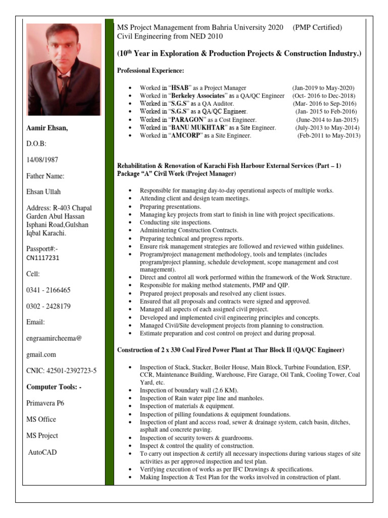 Aamir Ehsan Detailed CV | PDF | Quality Assurance | Project Management